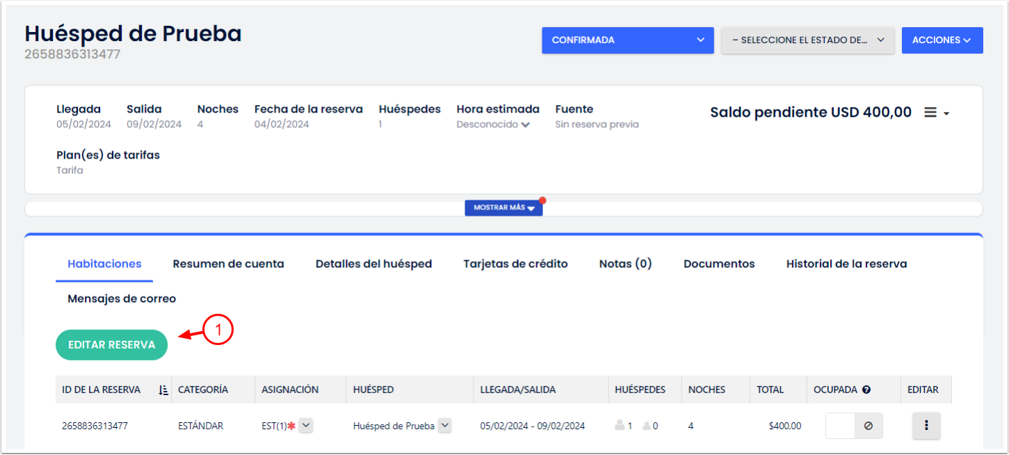 Editar reservas – Cloudbeds