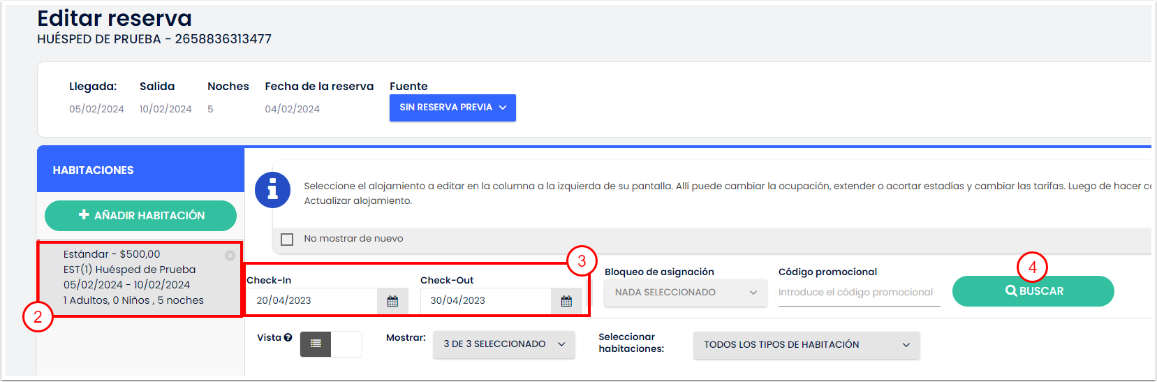 Editar reservas – Cloudbeds