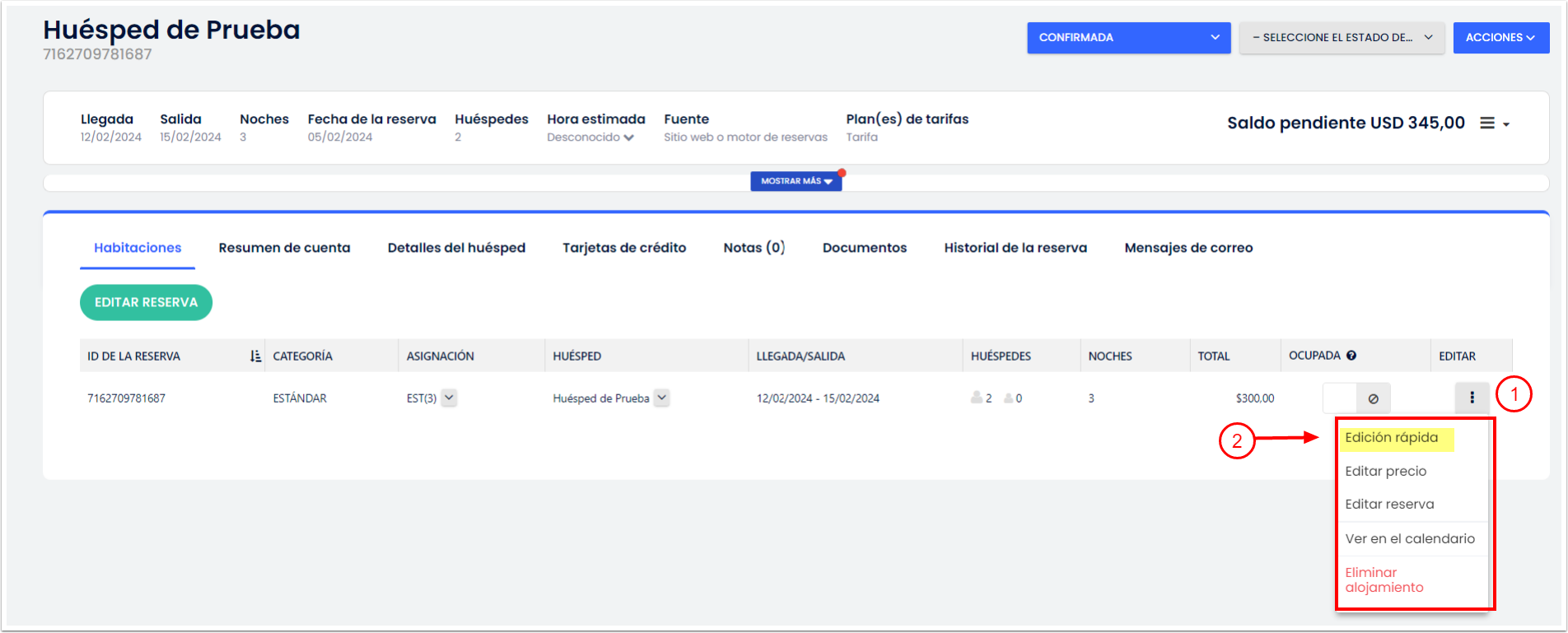 Editar reservas – Cloudbeds