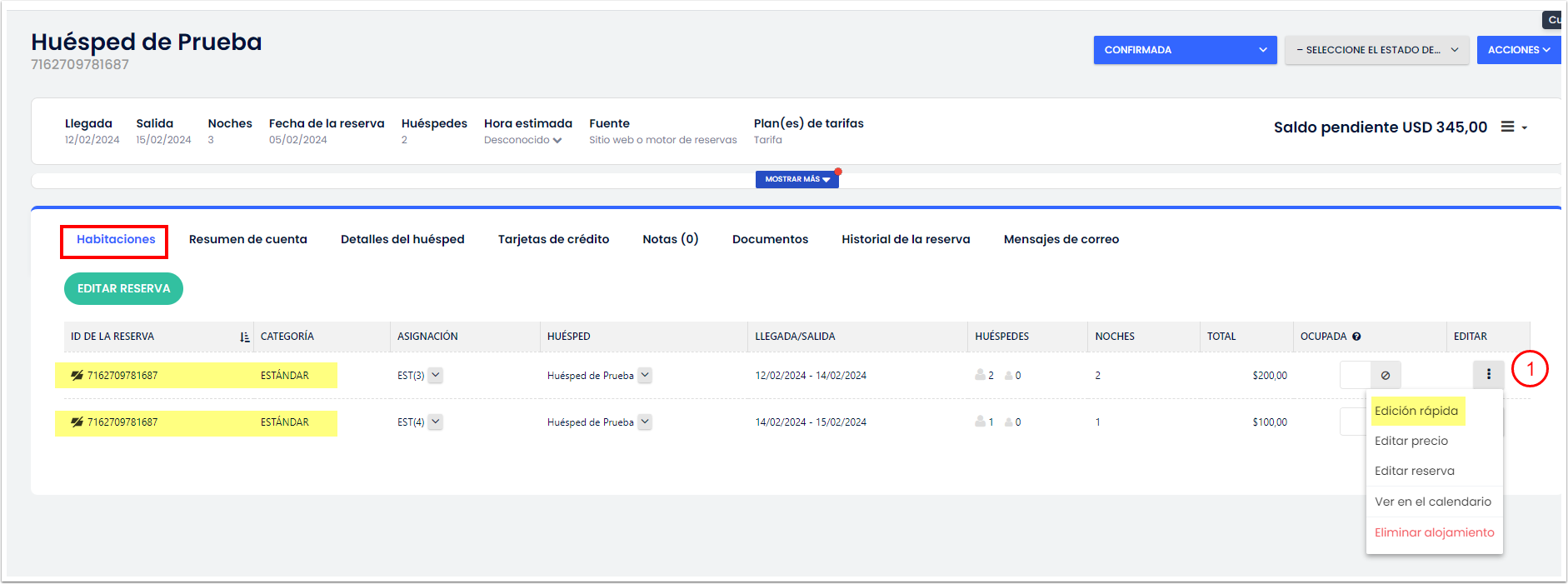 Editar reservas – Cloudbeds