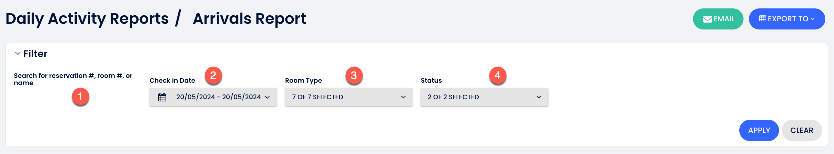Arrivals Report – Cloudbeds