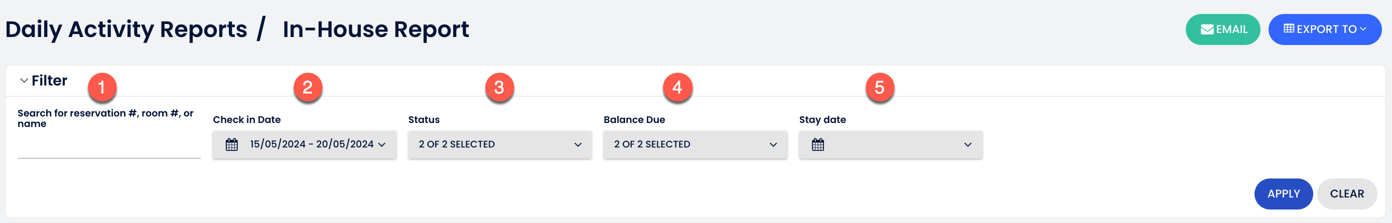 In-House Report – Cloudbeds
