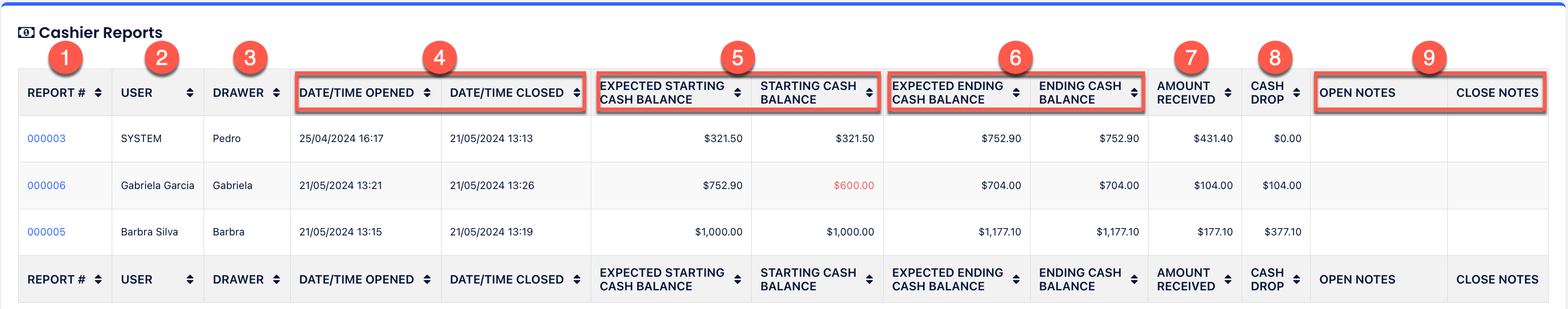 Cashier Report – Cloudbeds