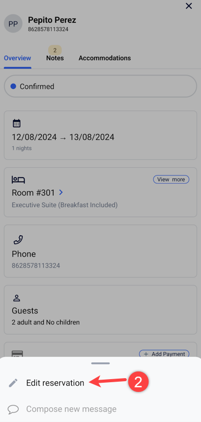 Edit reservations in the Cloudbeds App – Cloudbeds