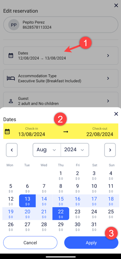 Edit reservations in the Cloudbeds App – Cloudbeds