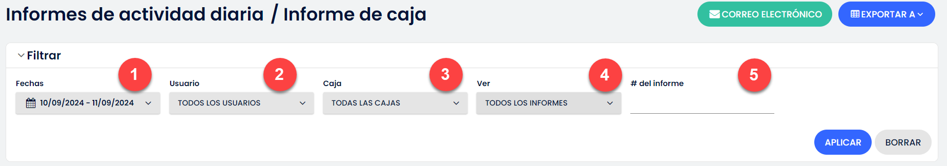 Informe de caja – Cloudbeds