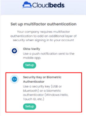 Set up Alternative MFA Methods – Cloudbeds