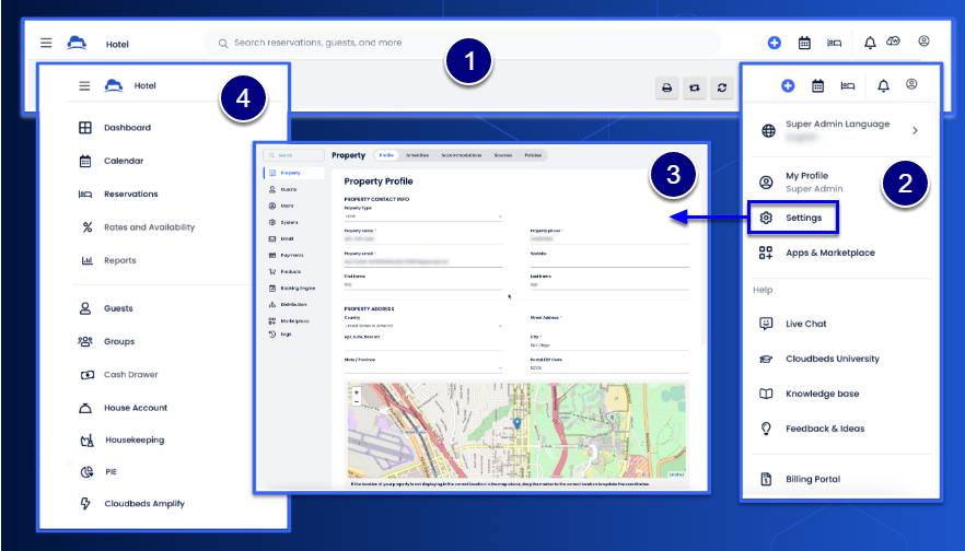 General Information - Cloudbeds PMS Menus and Site Map – Cloudbeds